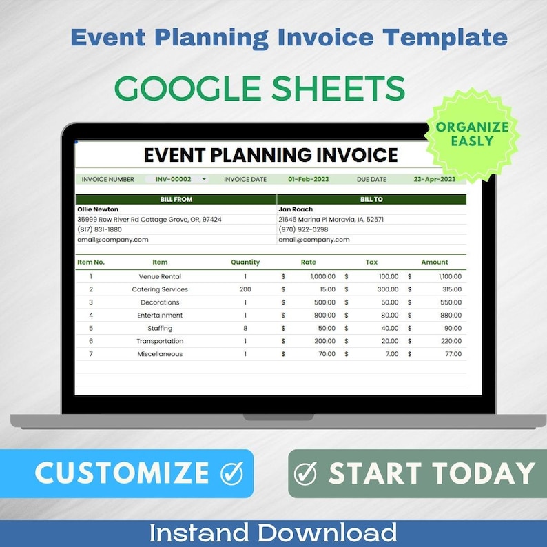 Event Planning Invoice Template – Perfectly Crafted for Seamless Event ...