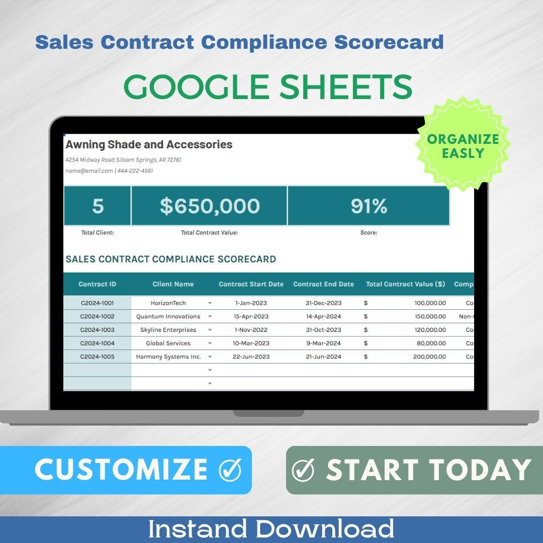 Sales Contract Compliance Scorecard Template – Track & Ensure ...