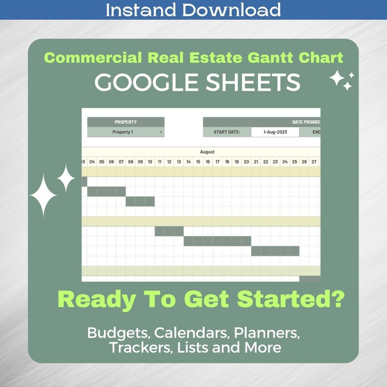 Commercial Real Estate Gantt Chart Template Editable Google Sheets for ...