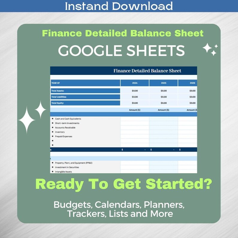 Finance Detailed Balance Sheet Template – Comprehensive Asset ...
