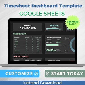 Timesheet Dashboard Template - Editable Google Sheets for Employee Time ...