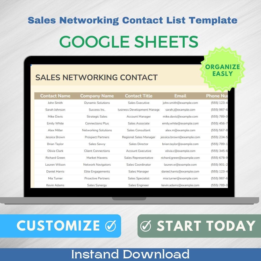 Sales Networking Contact List Template – Organize, Track, and Nurture ...