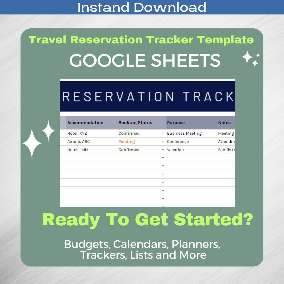 Travel Reservation Tracker Template - Editable Trip Planning & Booking ...