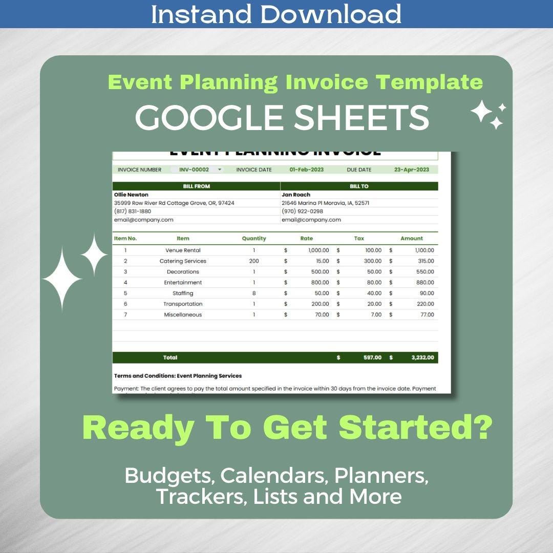 Event Planning Invoice Template – Perfectly Crafted for Seamless Event ...