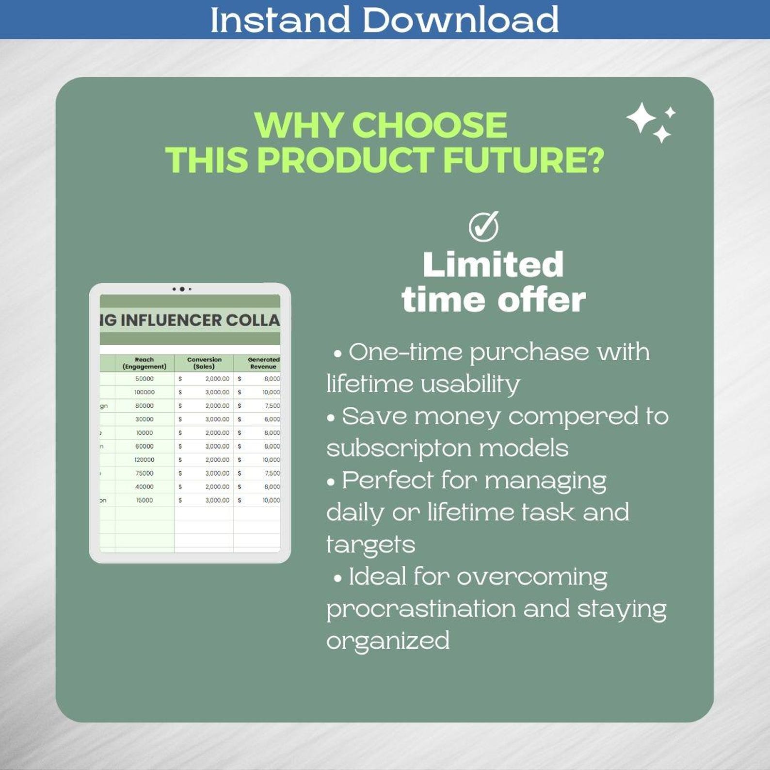 Marketing Influencer Collaboration ROI Tracker Template, Editable ...