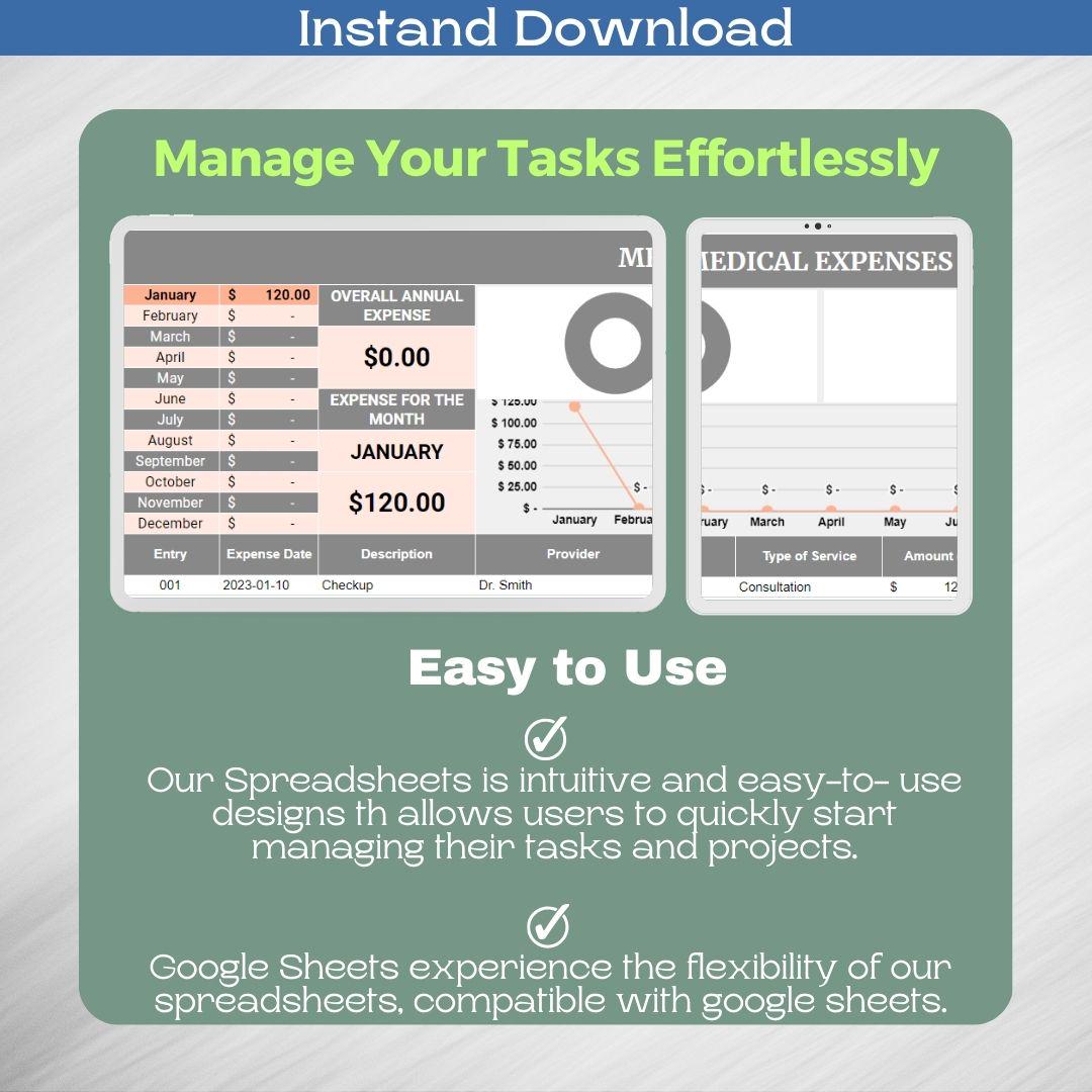 Medical Expenses Tracker Template - Editable Healthcare & Insurance ...