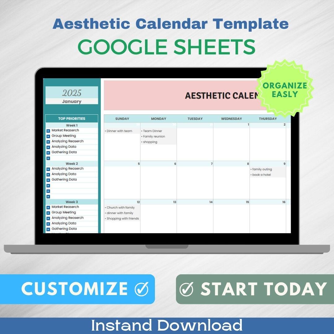 Aesthetic Calendar Template Elevate Your Planning in Style, Beautiful ...