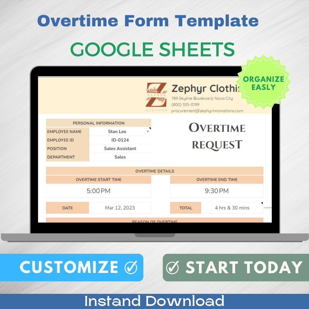 Overtime Form Template - Editable Google Sheets for Employee Time ...