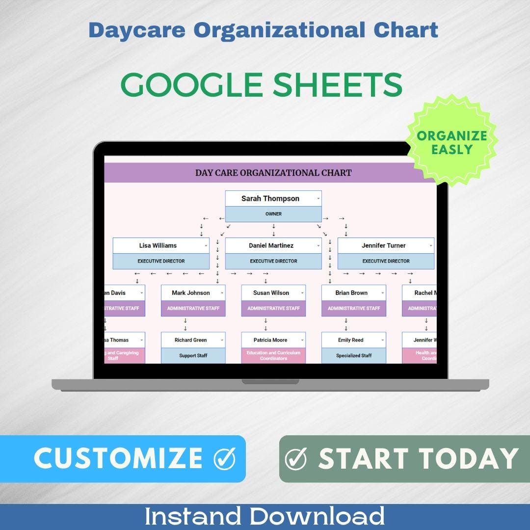 Daycare Organizational Chart Template, Google Sheets Staff Structure ...