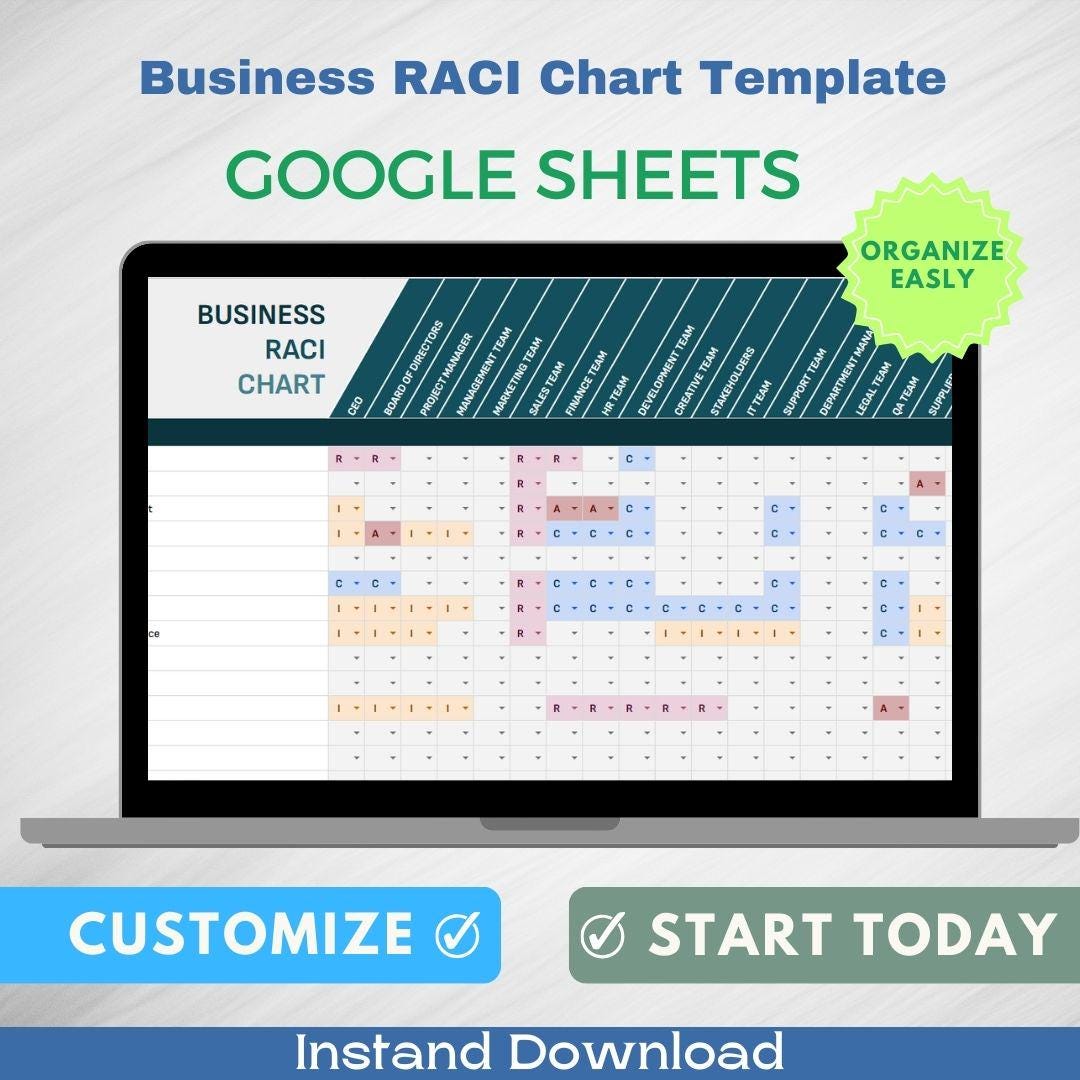 Business RACI Chart Template Streamline Roles & Responsibilities for ...