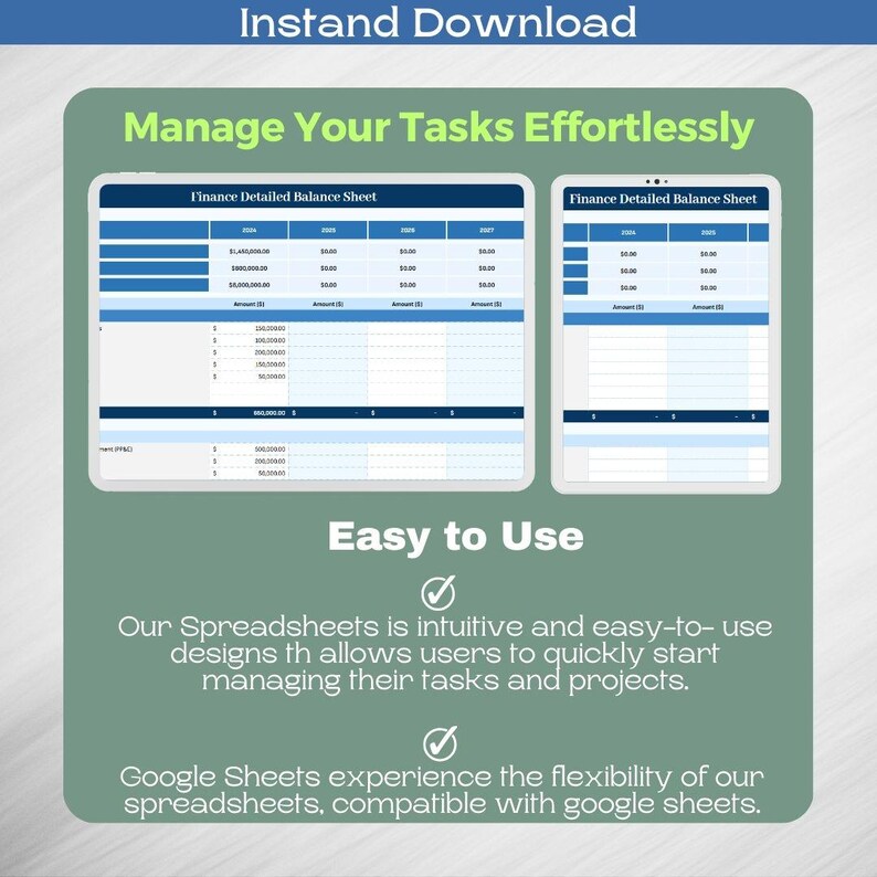 Finance Detailed Balance Sheet Template – Comprehensive Asset ...