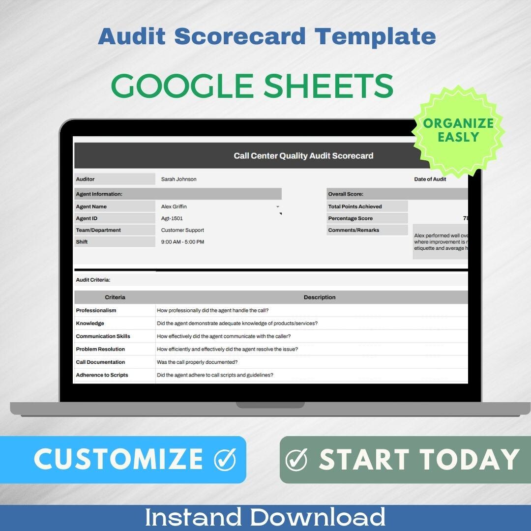 Audit Scorecard Template – Comprehensive Audit Performance Tracking ...