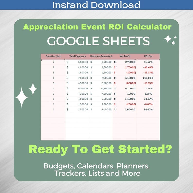 Sales Customer Appreciation Event ROI Calculator Template – Measure Event Success & Customer ...