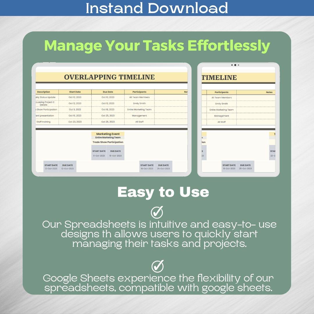Overlapping Timeline Template - Editable Google Sheets for Project ...