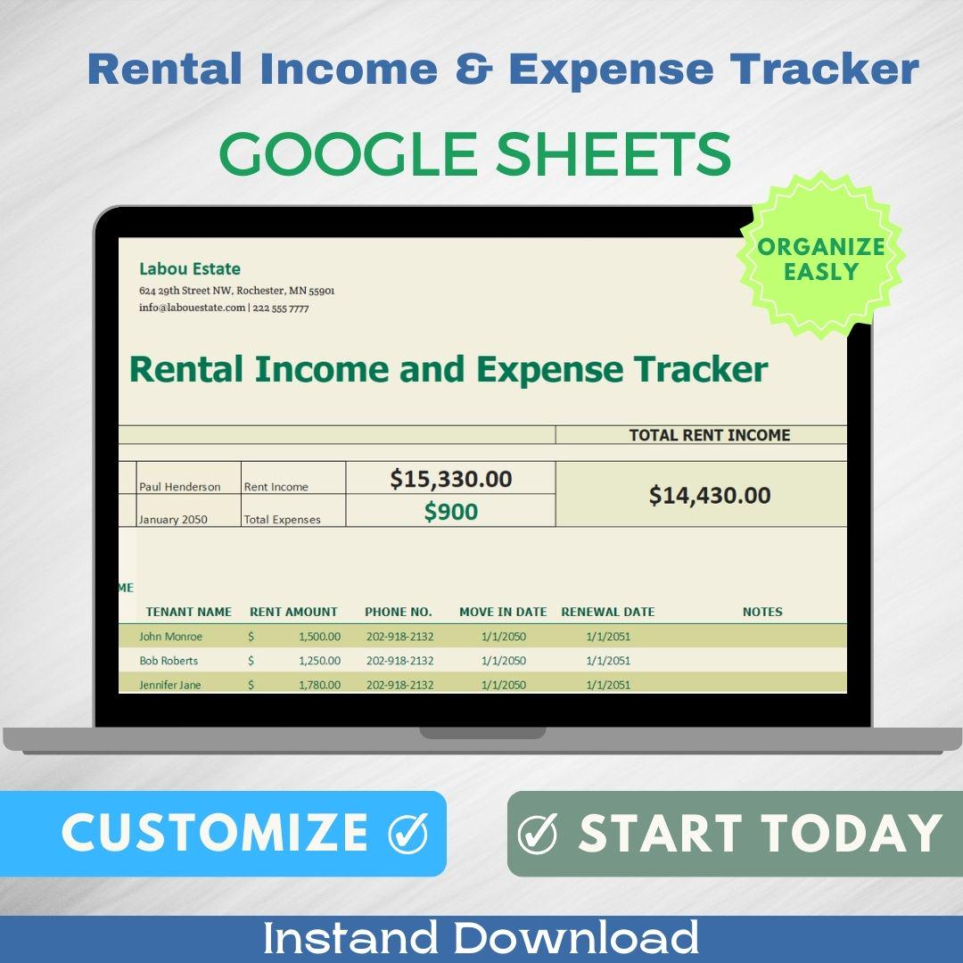 Rental Income & Expense Tracker Template - Editable Spreadsheet for ...