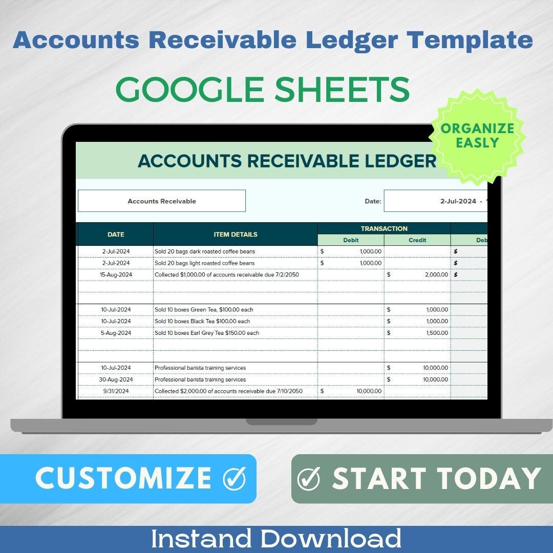 Accounts Receivable Ledger Template,editable Google Sheets,digital ...