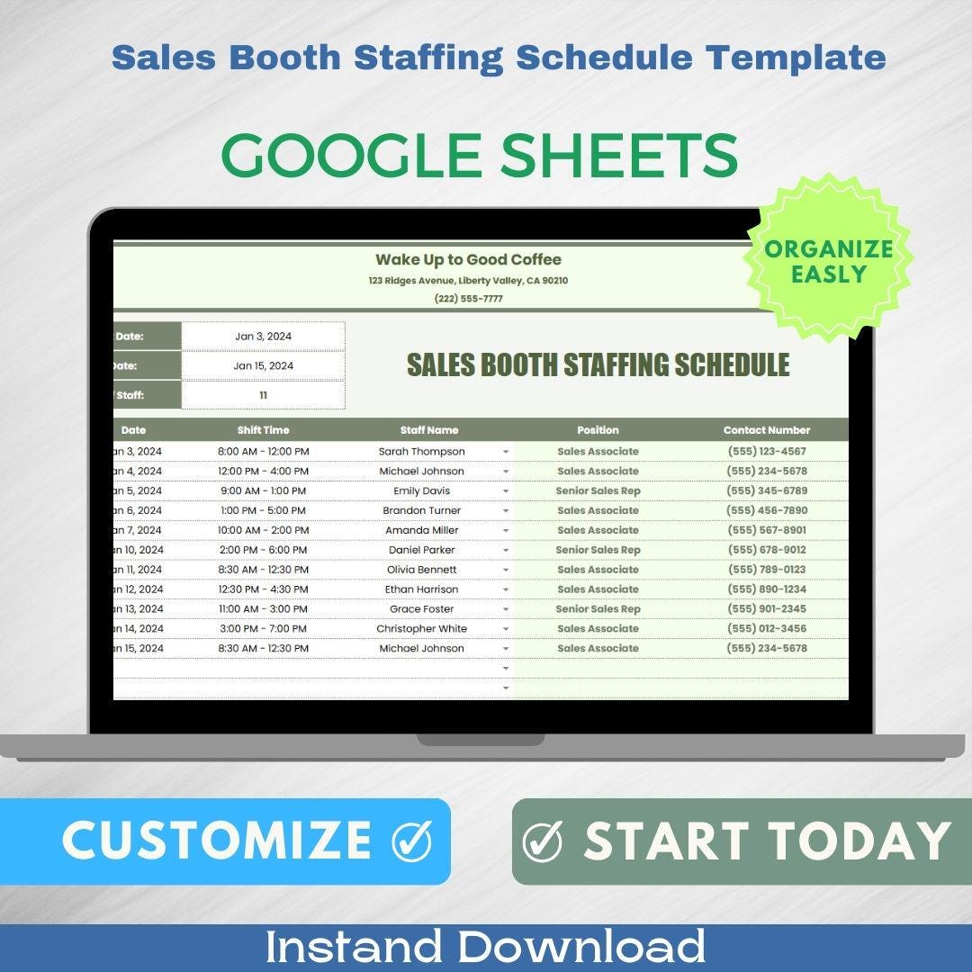 Sales Booth Staffing Schedule Template – Plan and Manage Event Staffing ...