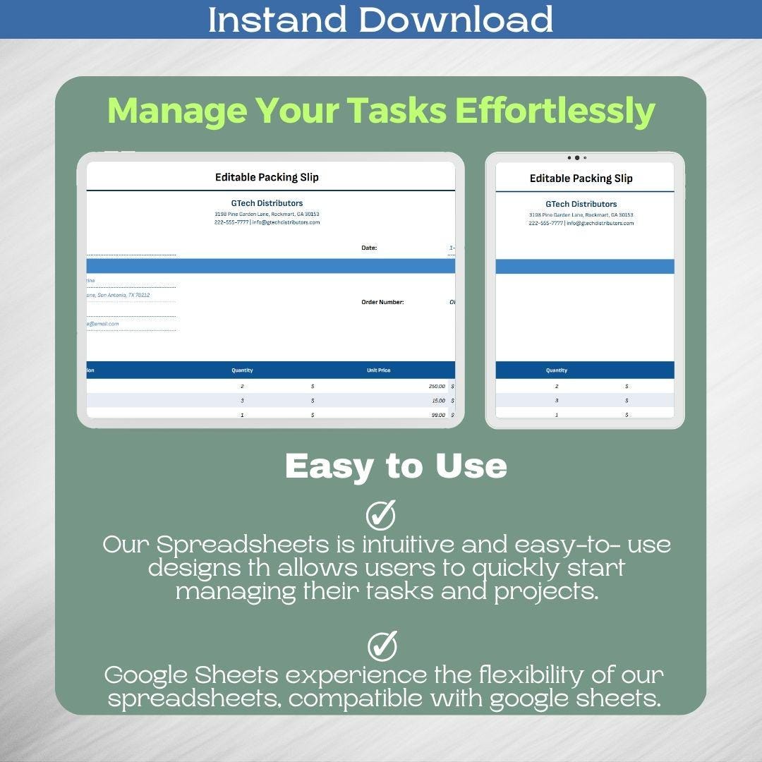 Editable Packing Slip Template, Easy to Use, Digital Download for Small ...
