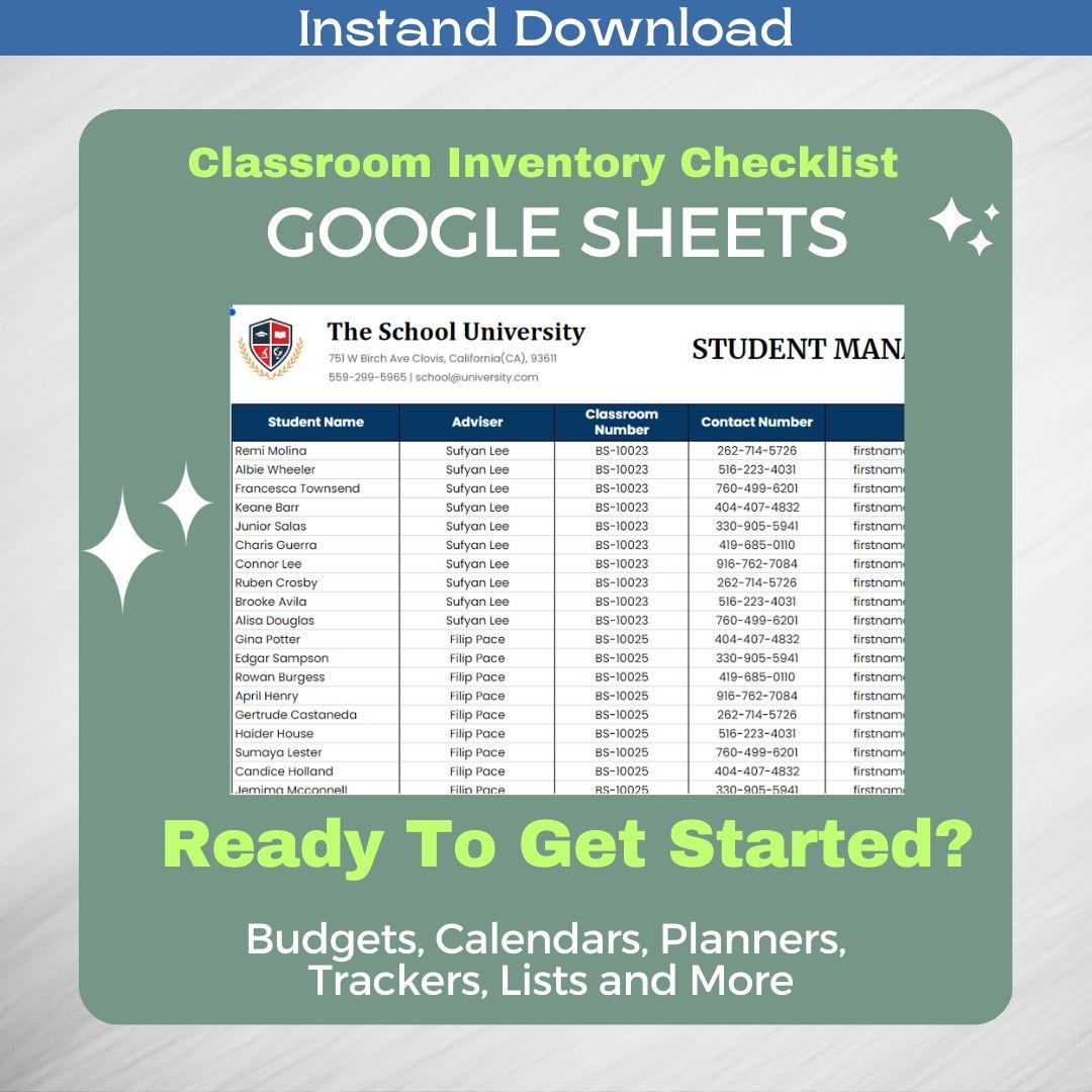 Classroom Inventory Checklist Template - Editable Google Sheets for ...