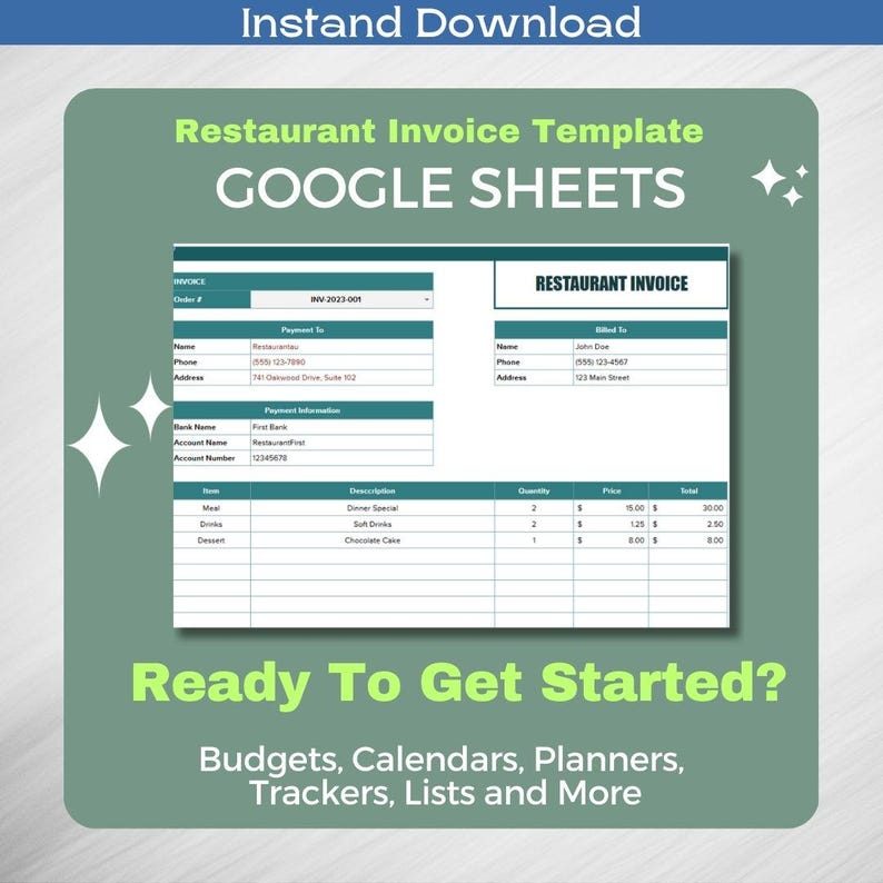 Restaurant Invoice Template – Professional, Customizable, and Easy-to ...