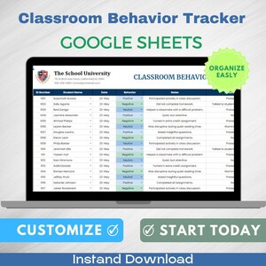 Classroom Behavior Tracker Template, Editable Google Sheets, Digital ...