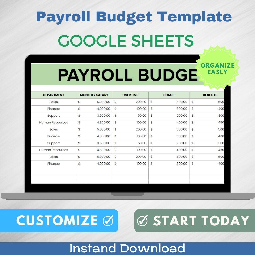 Payroll Budget Template, Editable Google Sheets, Digital Download, Easy ...
