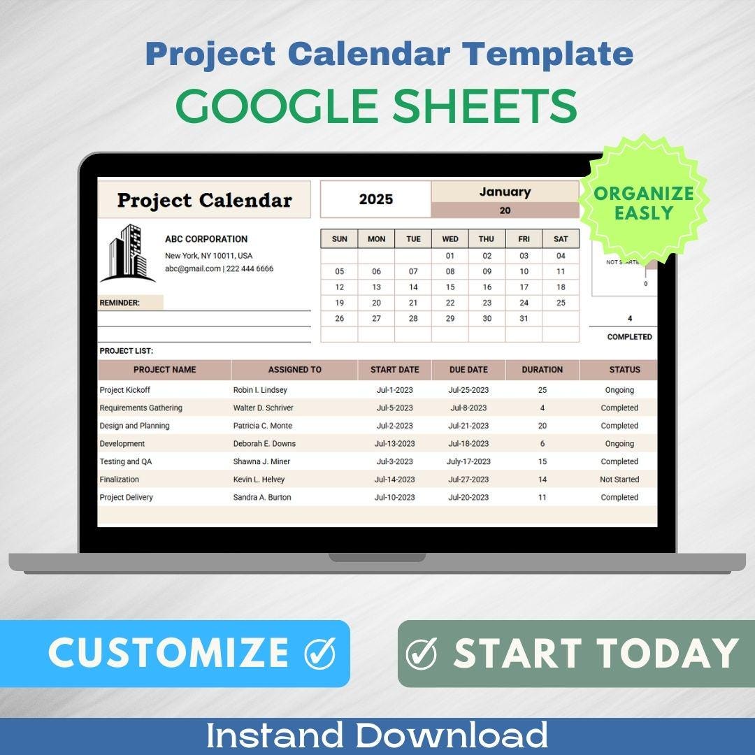 Project Calendar Template – Streamline Your Project Timelines ...
