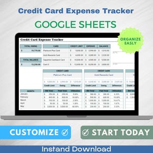 Credit Card Expense Tracker Template Editable Monthly Budget & Spending ...