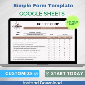 Simple Form Template, Editable Google Sheets, Digital Download, Easy ...