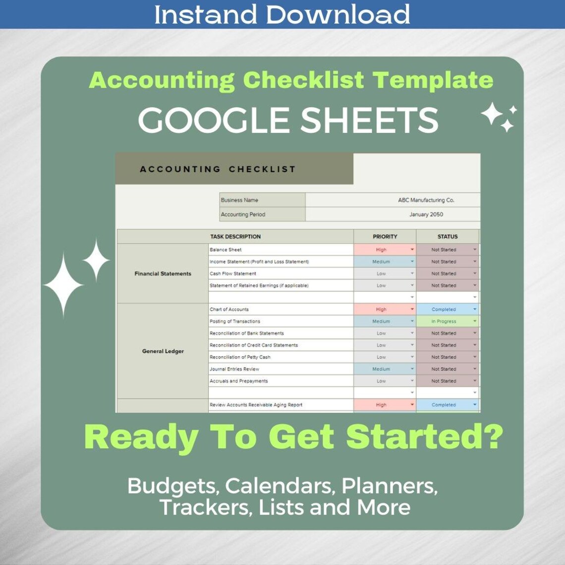 Accounting Checklist Template - Editable Google Sheets for Financial ...