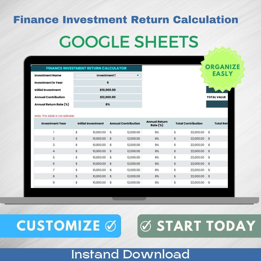 Finance Investment Return Calculation Template – Simplify Your ROI ...