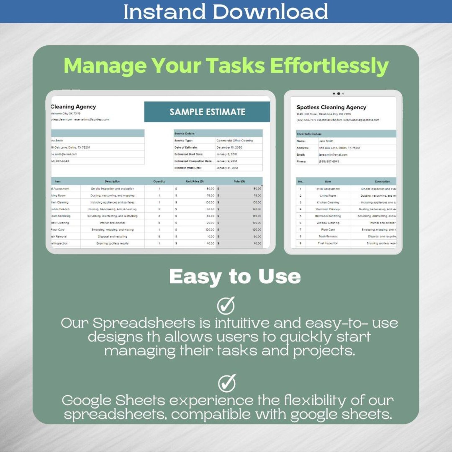 Sample Estimate Template - Editable Google Sheets for Accurate Business ...