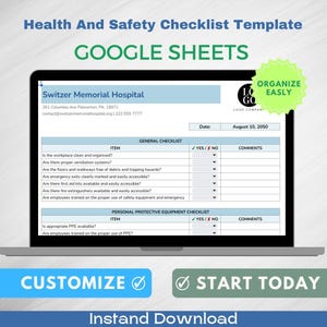 Health and Safety Checklist Template, Editable Google Sheets, Easy to ...