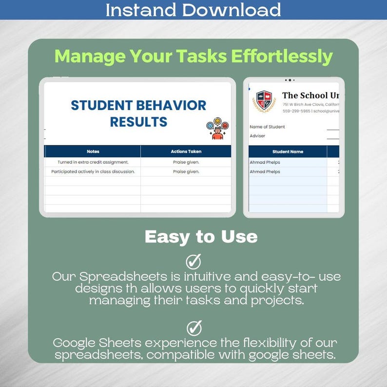 Classroom Behavior Tracker Template, Editable Google Sheets, Digital ...