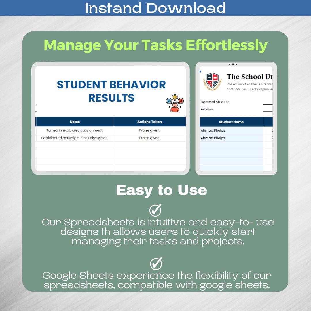 Classroom Behavior Tracker Template, Editable Google Sheets, Digital ...