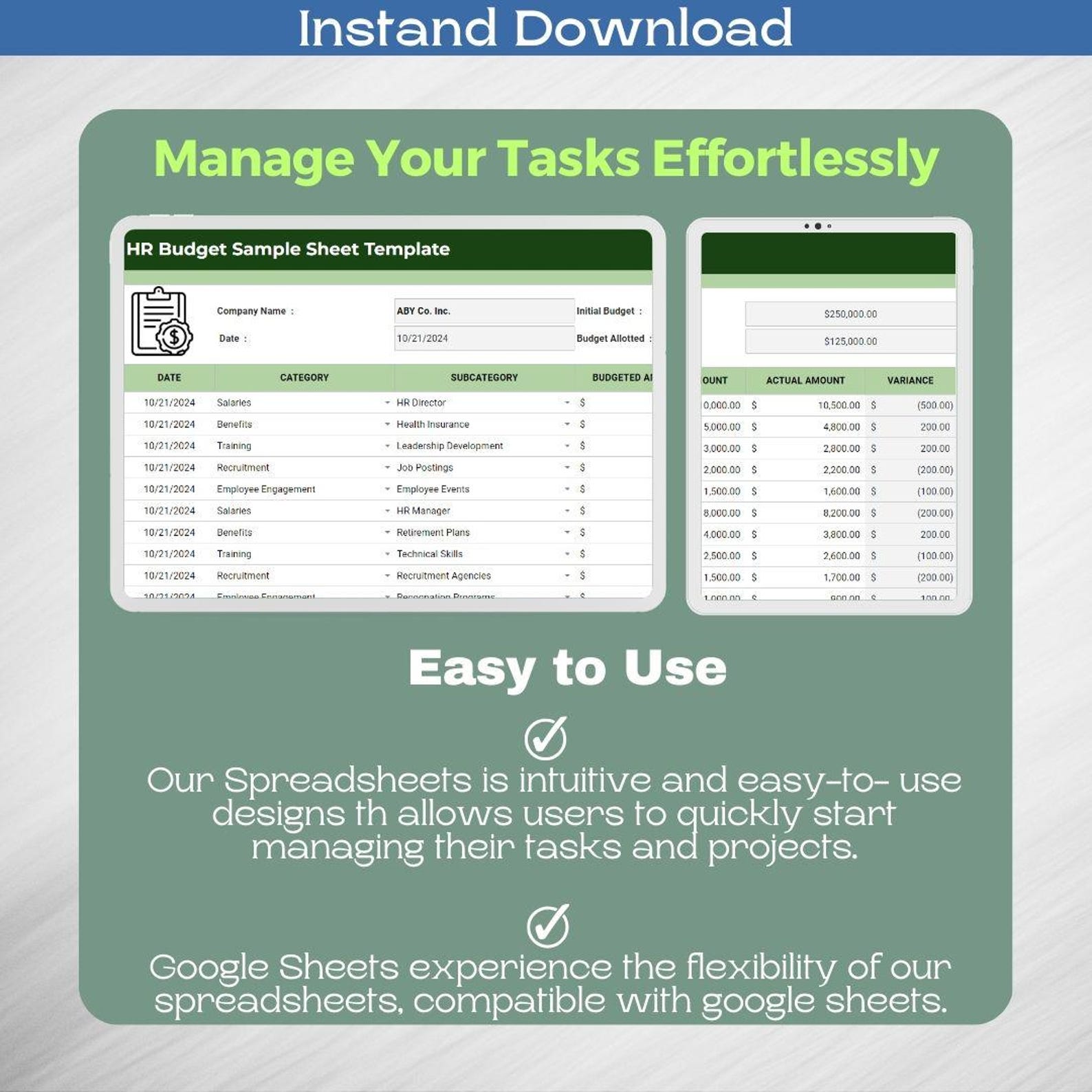 HR Budget Sample Sheet Template - Editable Employee & Payroll Expense ...