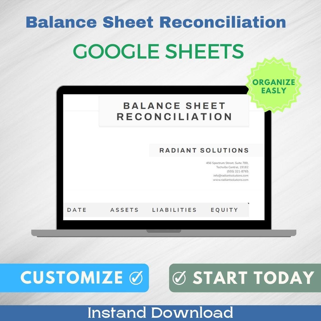Balance Sheet Reconciliation Template, Google Sheets ...