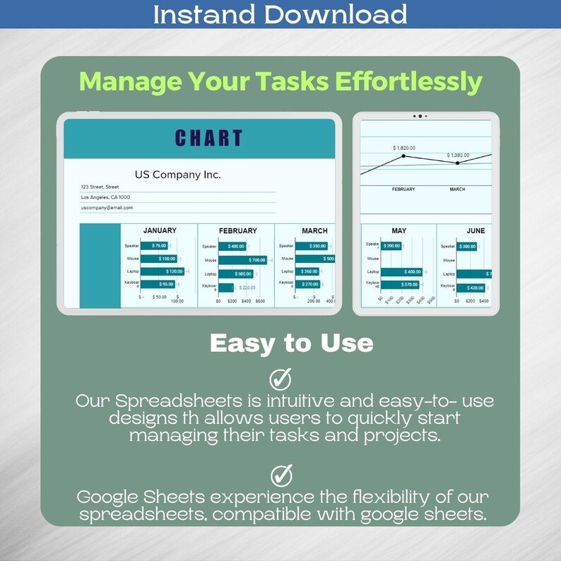 Chart Template, Google Sheets for Small Business Owners, Editable Data ...