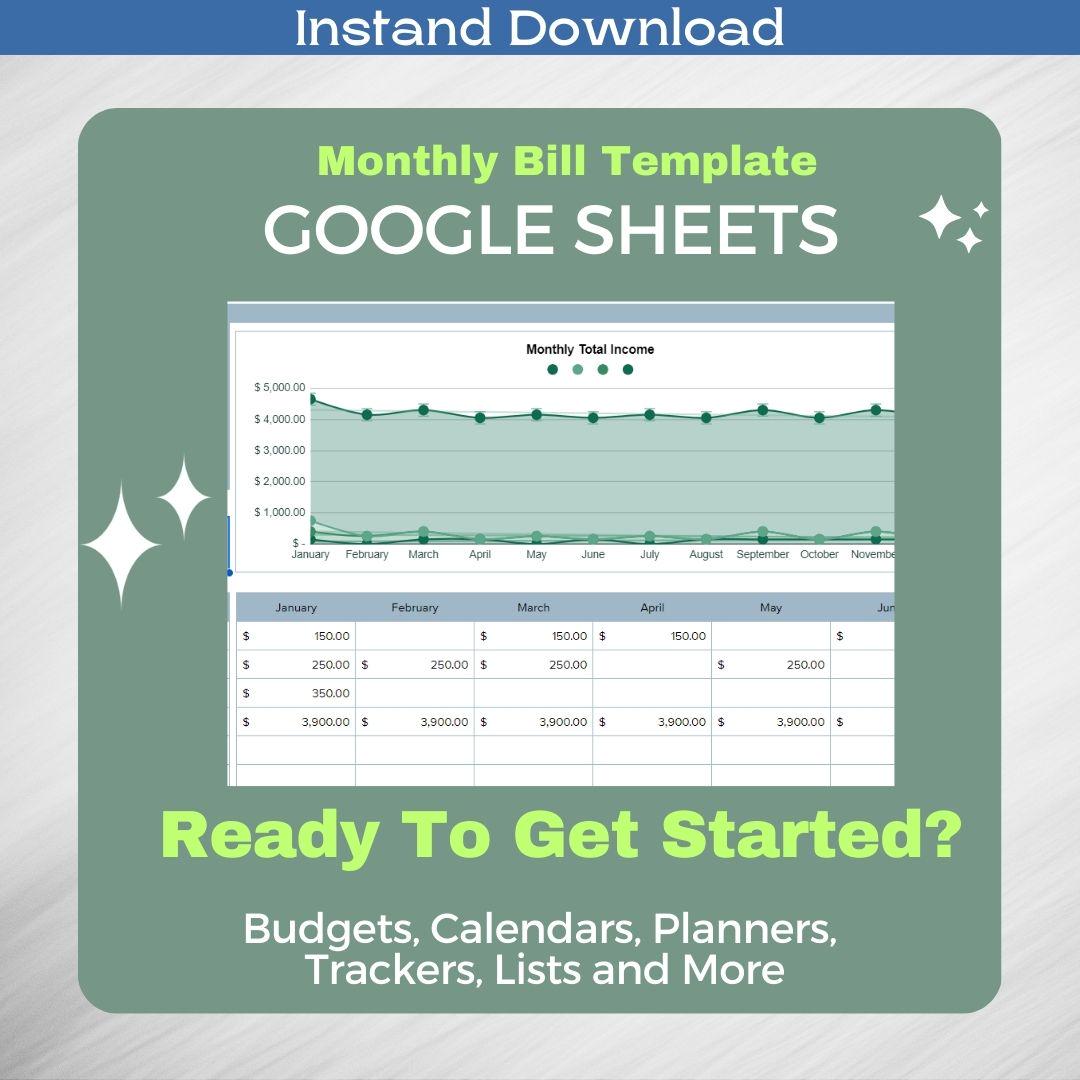 Monthly Bill Template - Editable Budget Tracker for Easy Bill ...