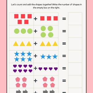 SIMPLE ADDITION WORKBOOK Printable for Kids Age 3-5 Years Old Good for ...