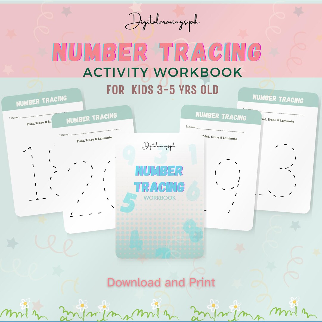 SIMPLE NUMBER TRACING Activity Sheet Printable for Kids 3-5 Years Old ...