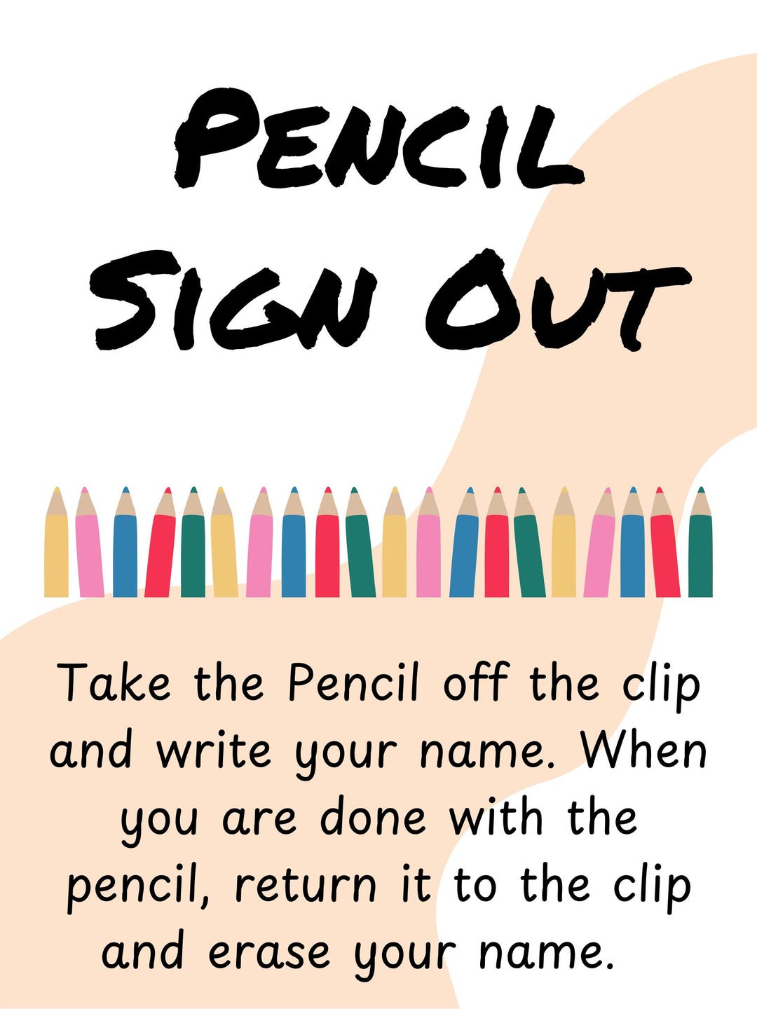 Pencil Sign Out Sign - Etsy