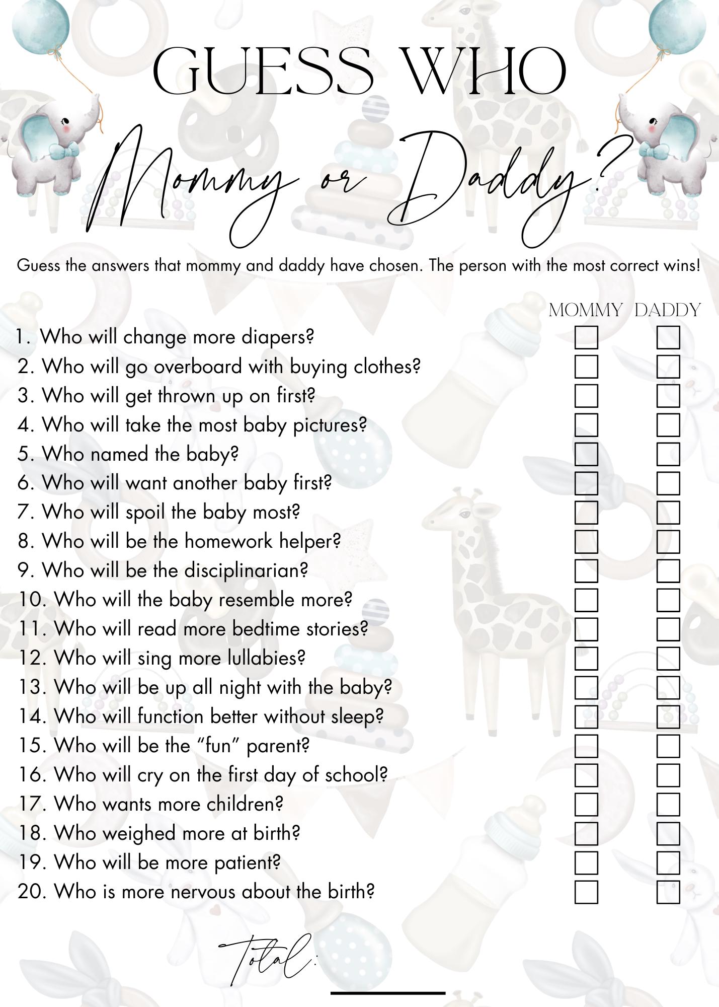 Guess Who Baby Shower Game - Etsy