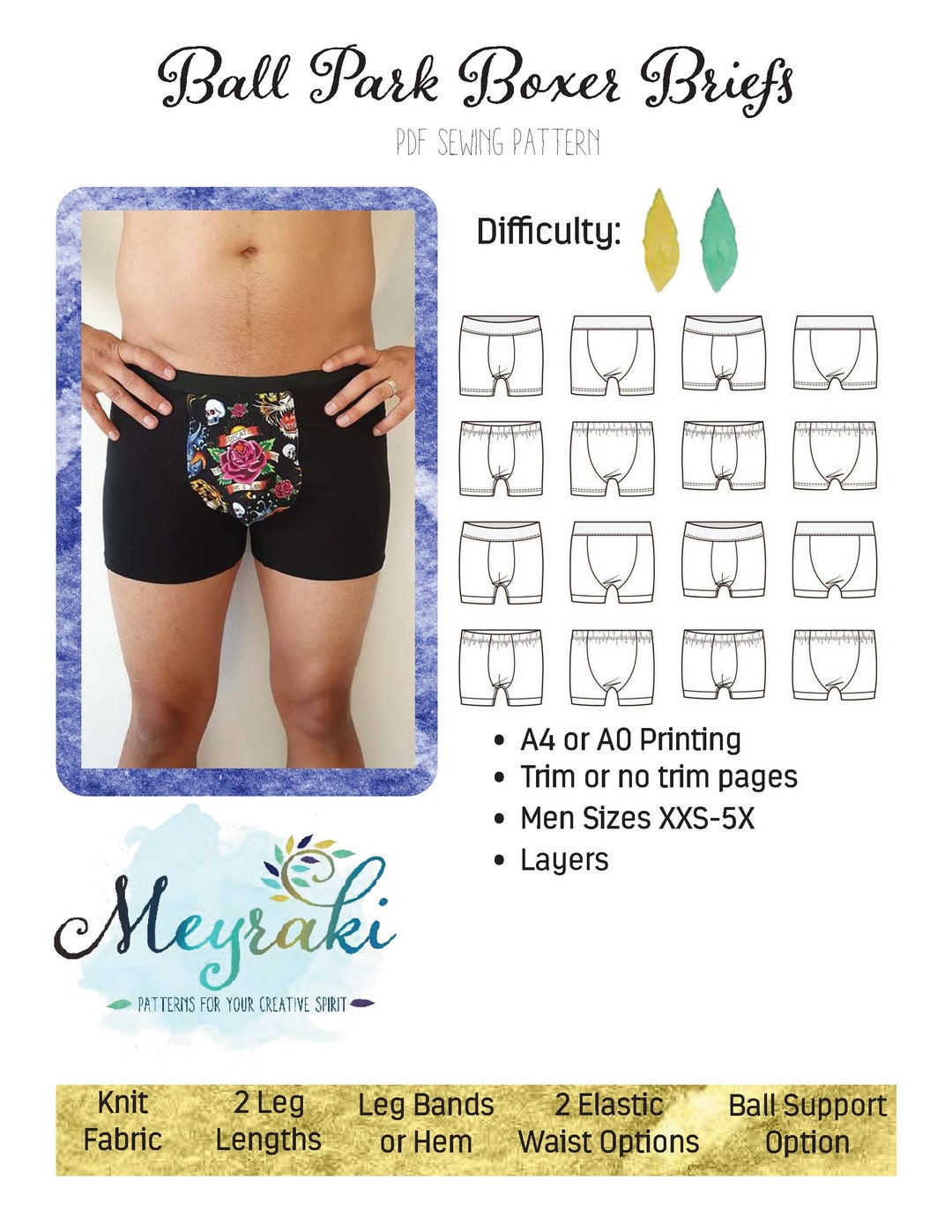 Meyraki Patterns Ball Park Boxer Briefs Men Underwear Ball Support ...