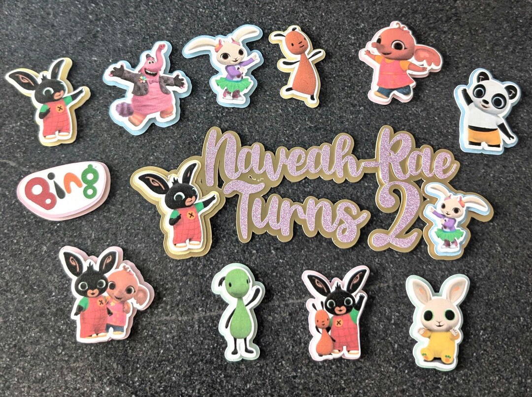 Bing Inspired Children's Cake Topper Set, Happy Birthday Celebration ...