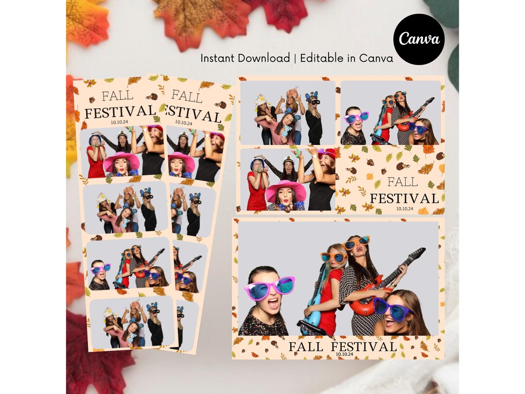 Photo Booth Fall Theme Template Editable Simple Autumn Theme Template ...