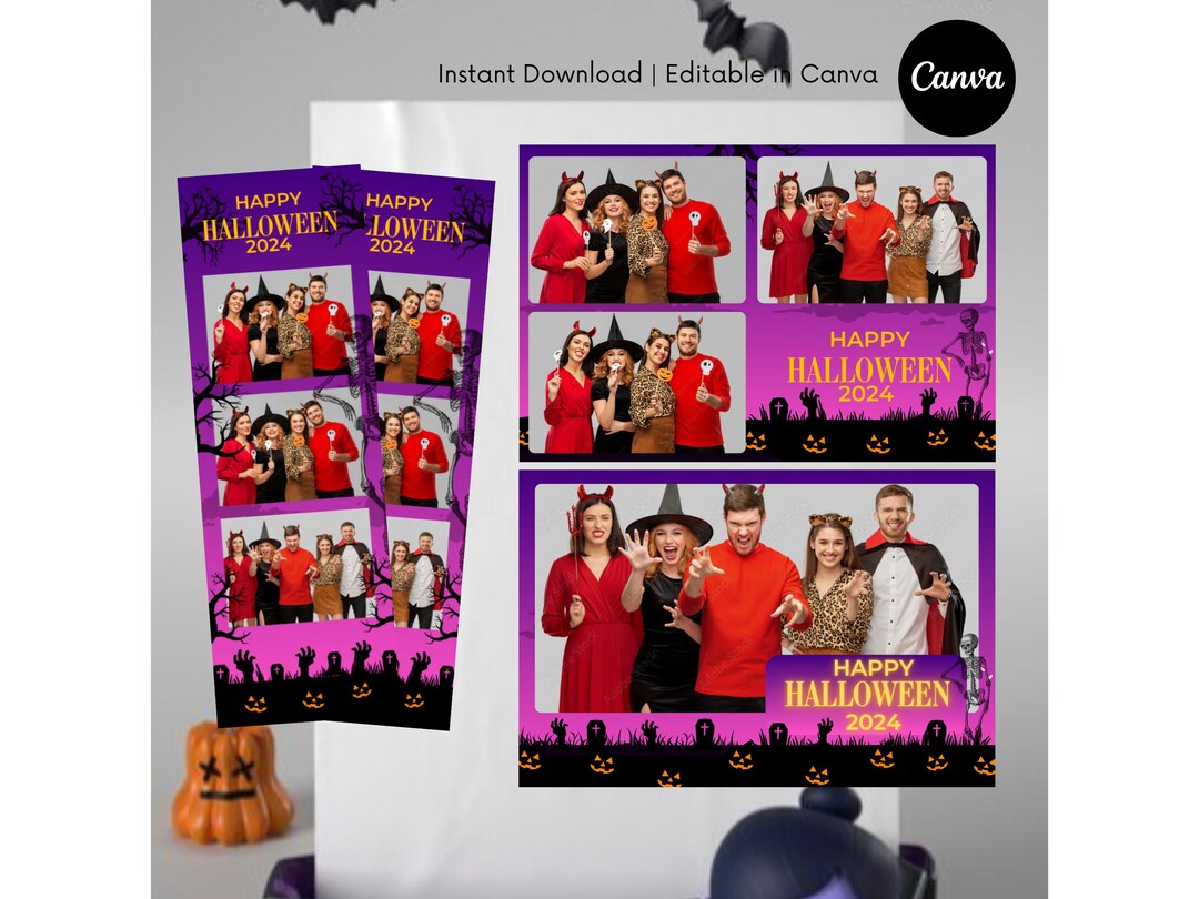 Halloween Photo Booth Template 2x6 Strip Happy Halloween Party Template ...