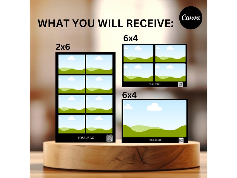 Simple Black and White Photo Booth Template Couple 6x4 Editable on ...