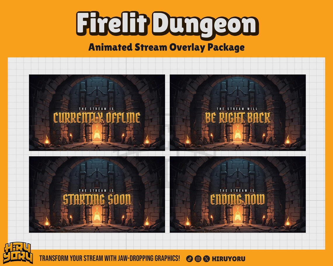 Firelit Dungeon Animated Stream Overlay Package : Medieval Theme - Etsy