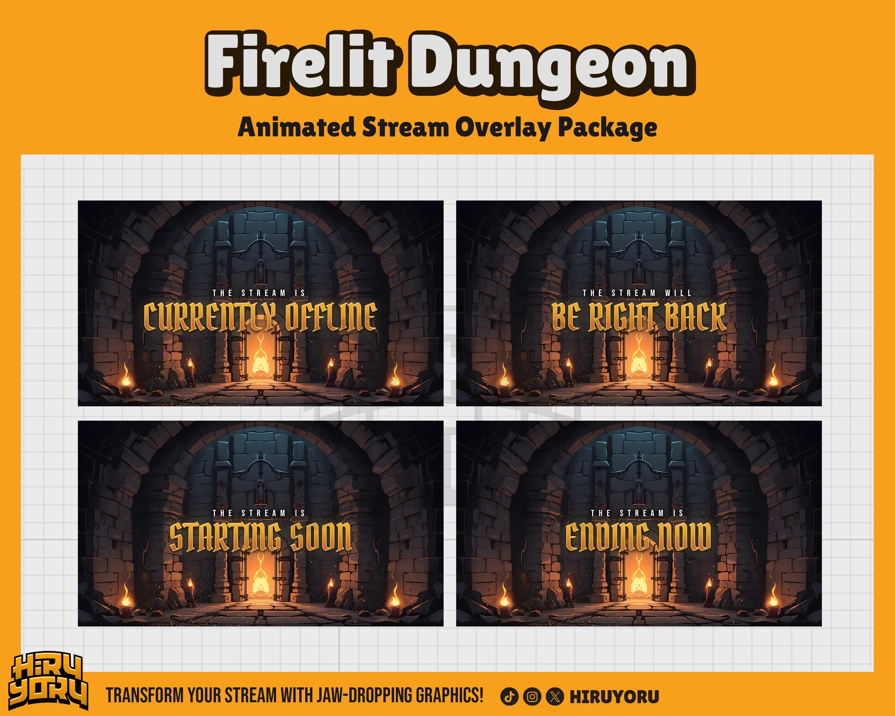 Firelit Dungeon Animated Stream Overlay Package : Medieval Theme - Etsy